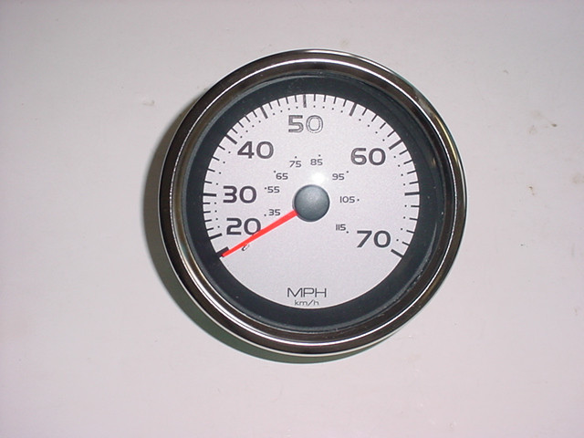 BOAT GAUGE BLOWOUT - TELEFLEX SILVER 5” OD LARGE 70 MPH SPEEDOMETER ...