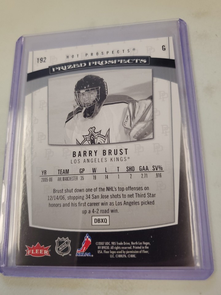 2006-07 BARRY BRUST HOT PROSPECTS ROOKIE CARD LOS ANGELES KINGS 0166/ ...