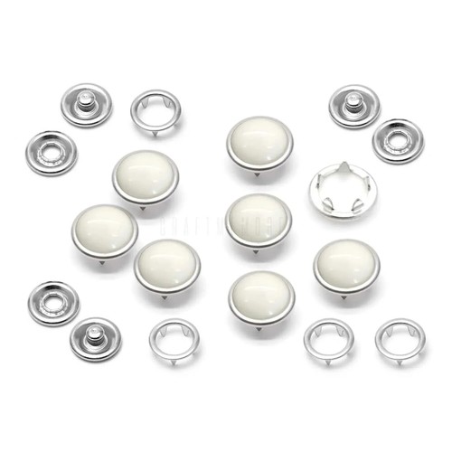 20 Sets 12Mm Pearl Snaps Fasteners Pearl-Like Prong Snap Button For ...