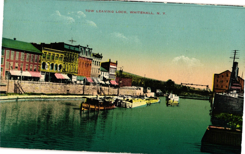 Tow Leaving Lock Whitehall NY Divided Postcard 1910s | eBay