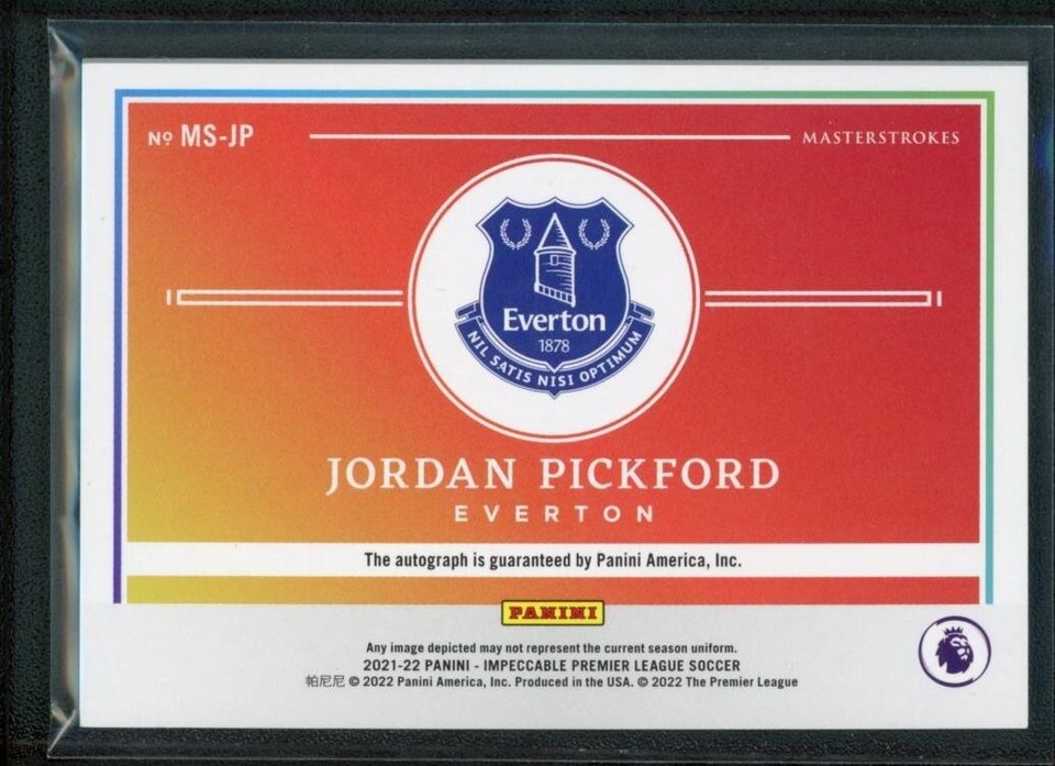 2021-22 JORDAN PICKFORD 85/99 AUTO PANINI IMPECCABLE PREMIER LEAGUE ...
