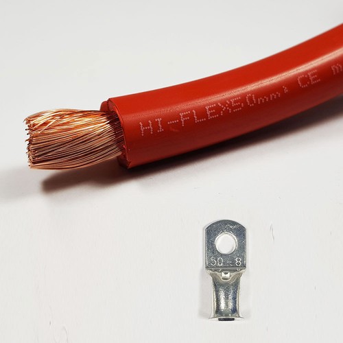 50mm2 Red Battery Welding Cable 345 A Amps PVC Flexible FREE LUG PER ...