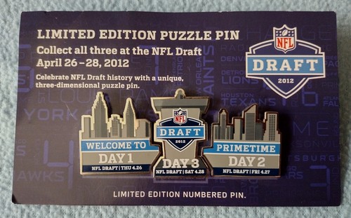 Complete set of 2012 NFL Draft Day Collectable 3D Numbered Puzzle Pins ...