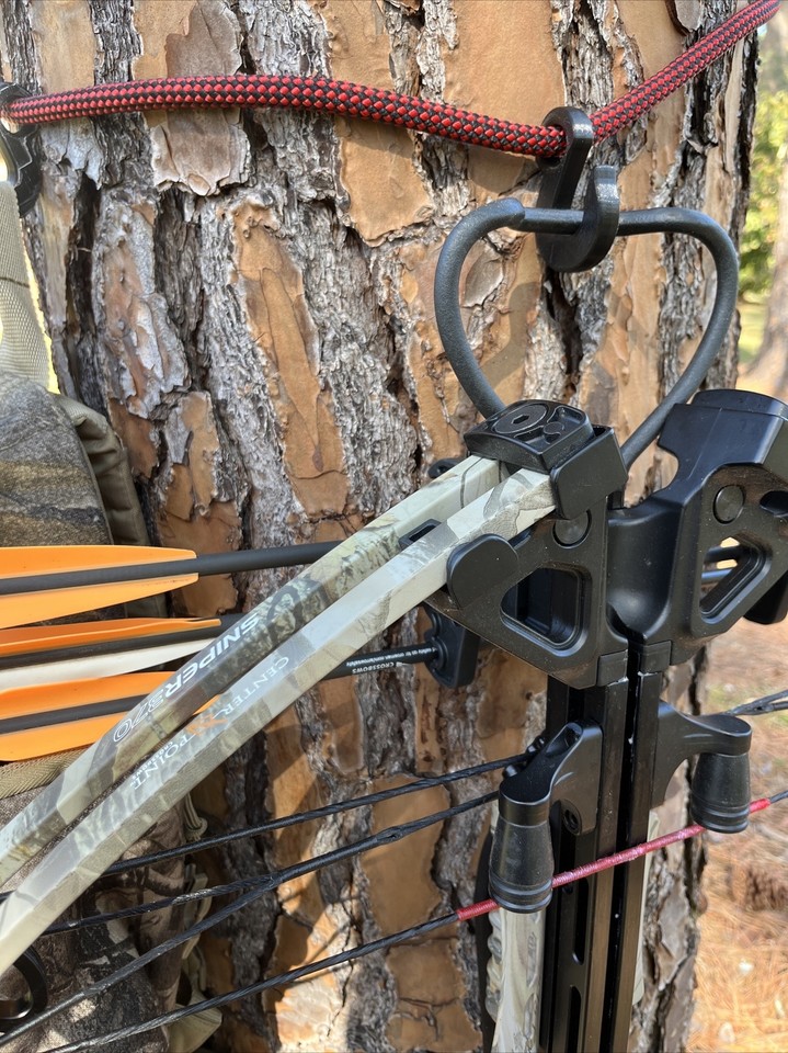 🏹 Archery Saddle Rope Tether Gear Hanger (2) Hooks Bow Crossbow Amsteel ...