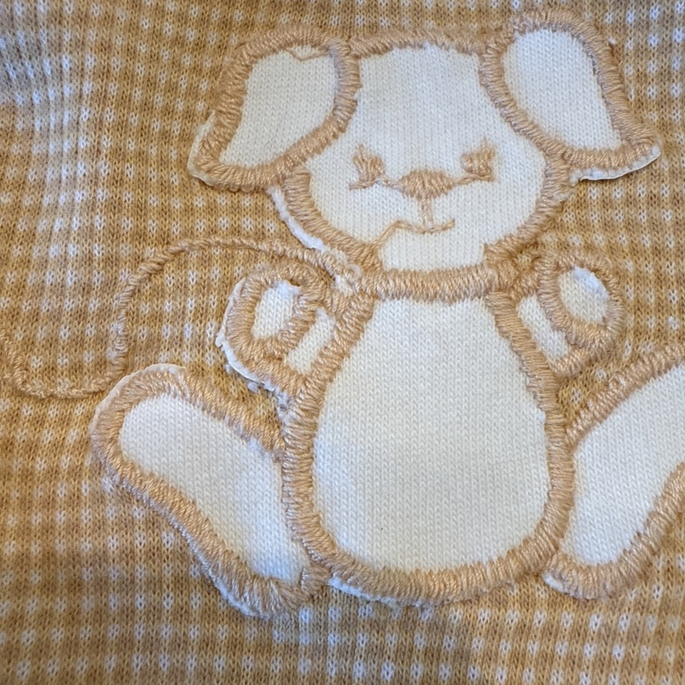 Carters Vintage Two Piece Baby Outfit Yellow & White With Puppy Plastic ...