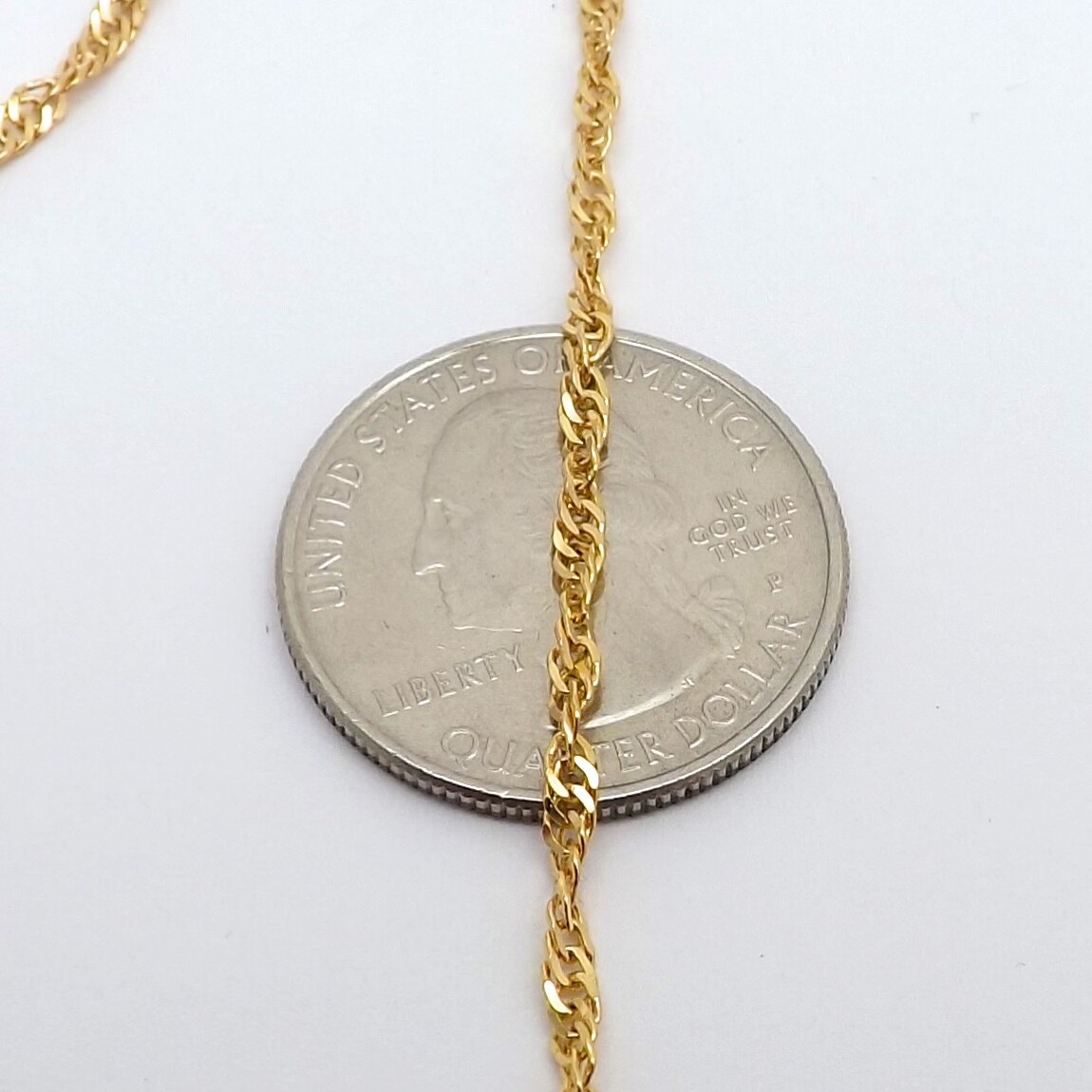 14k Gold Twisted Open Rope Singapore Link Pendant Chain Necklace 18in ...