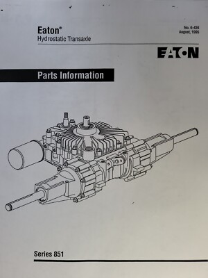Eaton Hydrostatic Transaxle ser 851 Parts Catalog Manual Zero-Turn ...