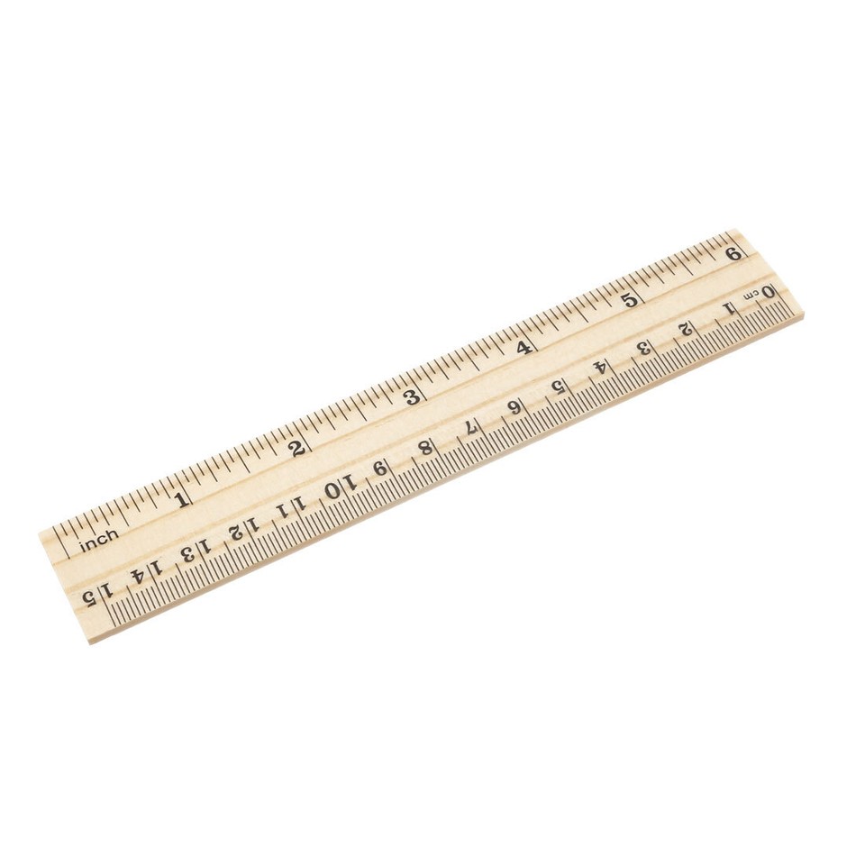 Wood Ruler 15cm 6 Inch 2 Scale Office Rulers Wooden Measuring Ruler ...