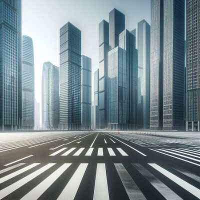 Liminal Cityscape Empty Road Light Skyscrapers City Poster Print 24 x ...