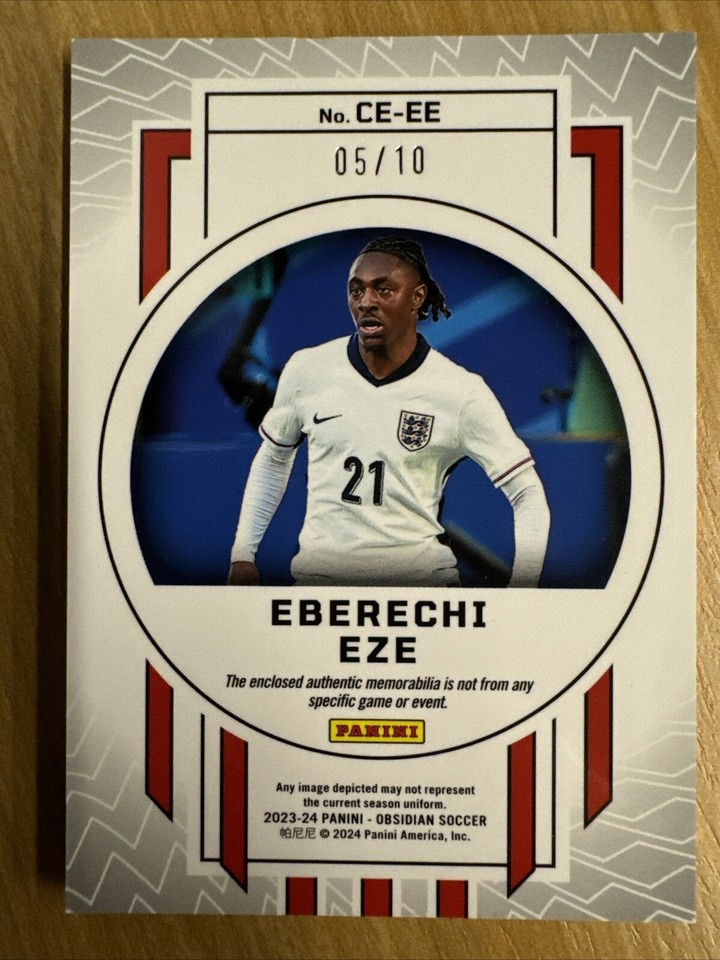 2023-24 Panini Obsidian EBERECHI EZE Cutting Edge EE Yellow Patch #/10 ...