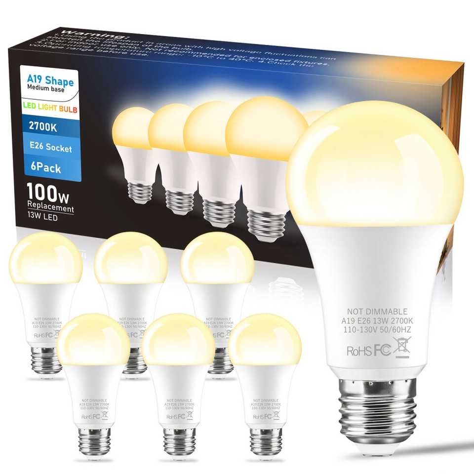 LED Light Bulbs, 100 Watt Equivalent, A19 9/13W Lightbulbs, Warm ...