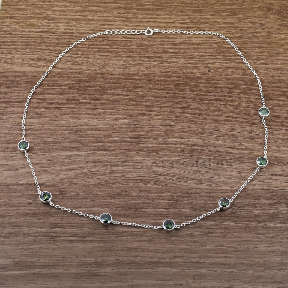 3.40 Ct Elegant Blue Diamond Chain Necklace In 925 Silver | eBay