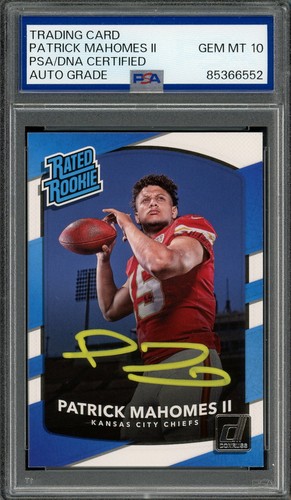 2017 Panini Donruss Rated Rookie Patrick Mahomes RC On Card #327 Psa 10 ...