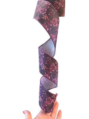 2.5" Wired Halloween Black Rose Ribbon (10 Yard Roll) | eBay