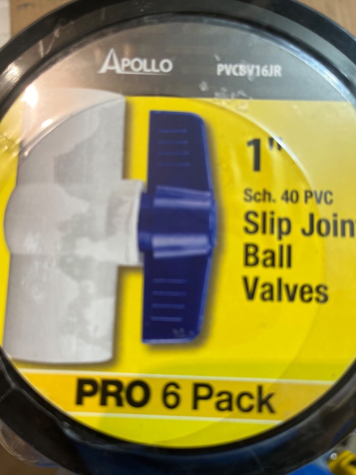 Apollo 1” x 1” PVC Schedule 40 Slip x Slip Ball Valve Pro Pack(6-Pack ...