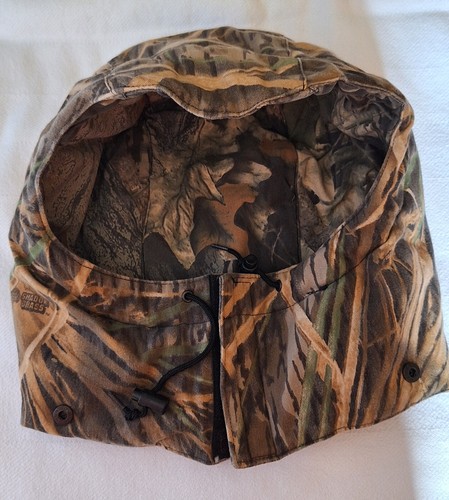 VTG Shadow Grass Reversible Insulated Camo Hood Hat Snap Chin Hunting ...