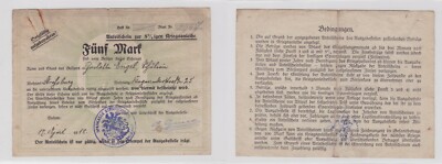 Anteilschein zu 5% Kriegsanleihe über 5 Mark der Sparkasse Strassburg ...