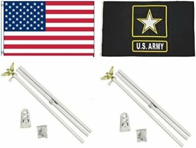 Mission Flags 3'x5' US American and US Army Black & Gold Star Polyester ...