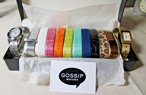 Gossip Ladies Wrist Watch Gift Box Gold and Silver Watches w/12 ...