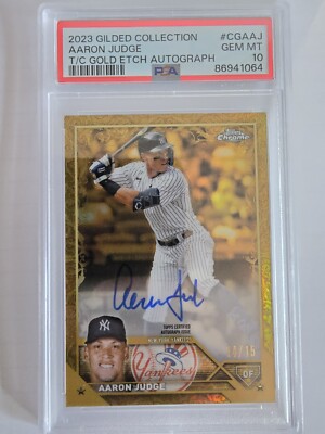 2023 Topps Gilded Collection Aaron Judge GOLD ETCH AUTO #CGA-AJ PSA 10 ...