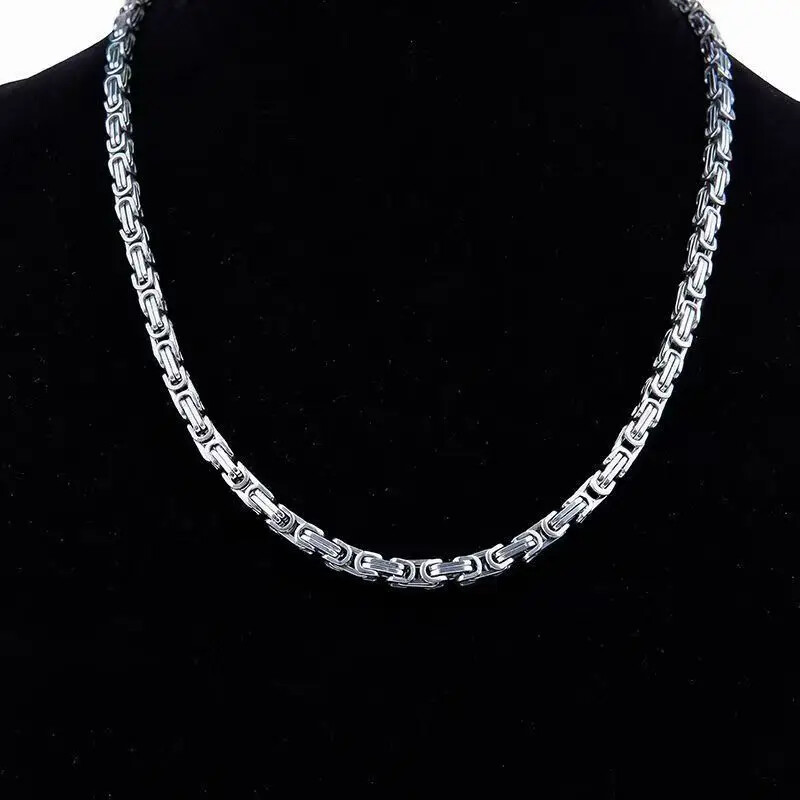 50CM Solid Chain Silver 18K gold Color 5MM Necklaces for Men woman Boy ...