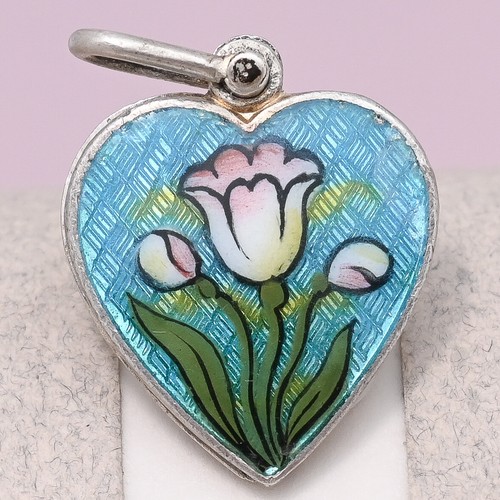 Antique Victorian Heart Enamel Sterling Silver Slide Charm Pendant | eBay