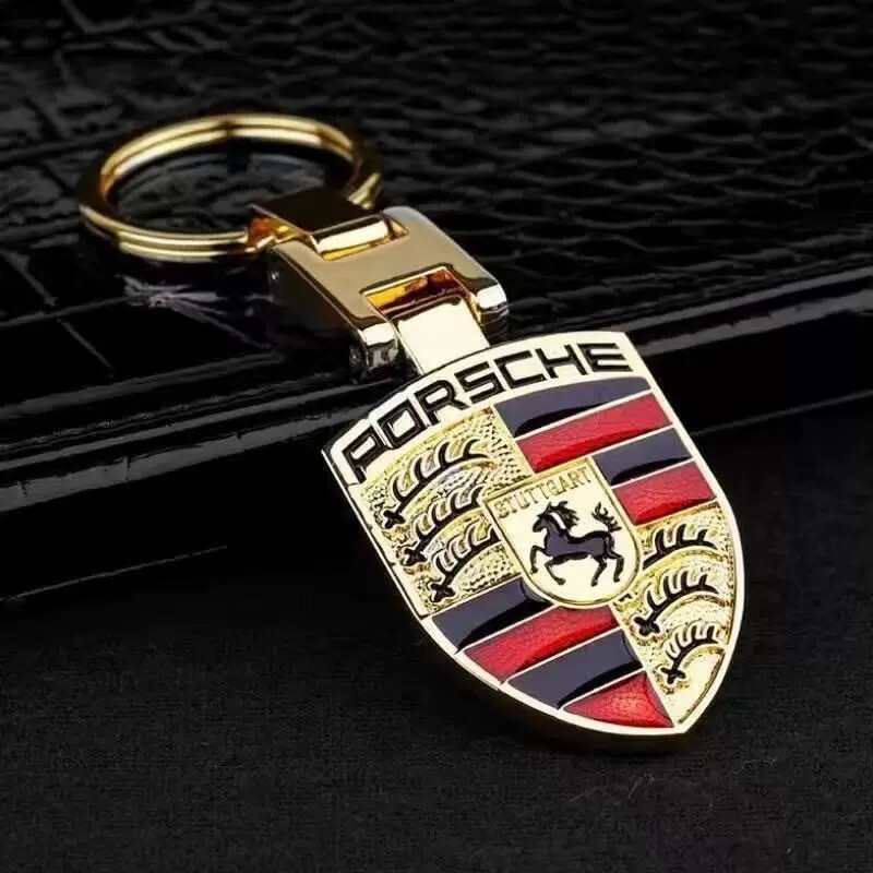 Porsche Logo Crest Key Ring Keychain Solid Metal GOLD & SILVER 2 Color ...