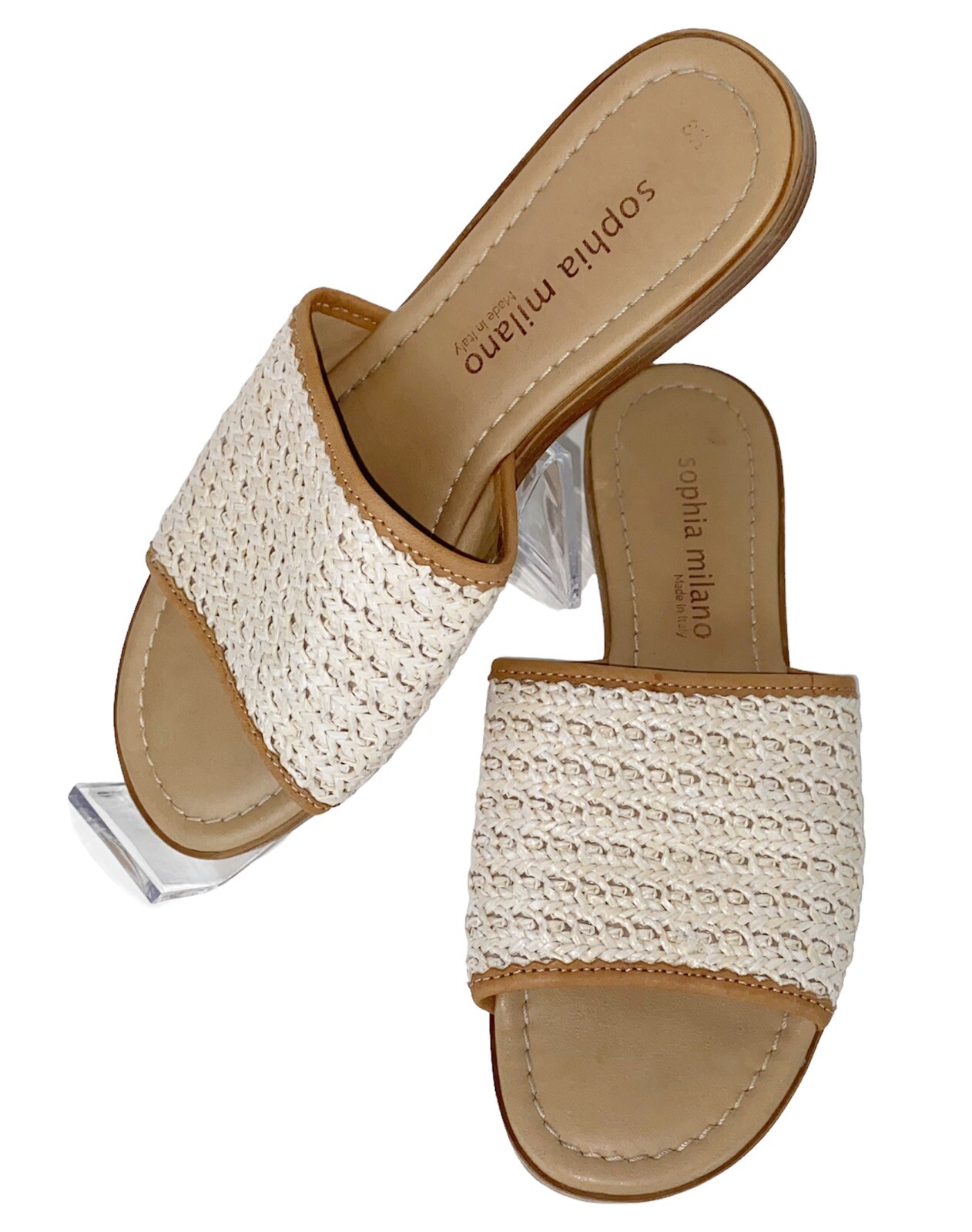 SOPHIA MILANO ☆ Raffia / Wicker Slides Sandals ☆ Made… - Gem