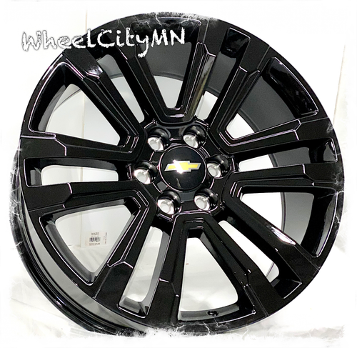22" gloss black OE 23217243 replica 5822 wheels fits 2019 Chevy Tahoe ...
