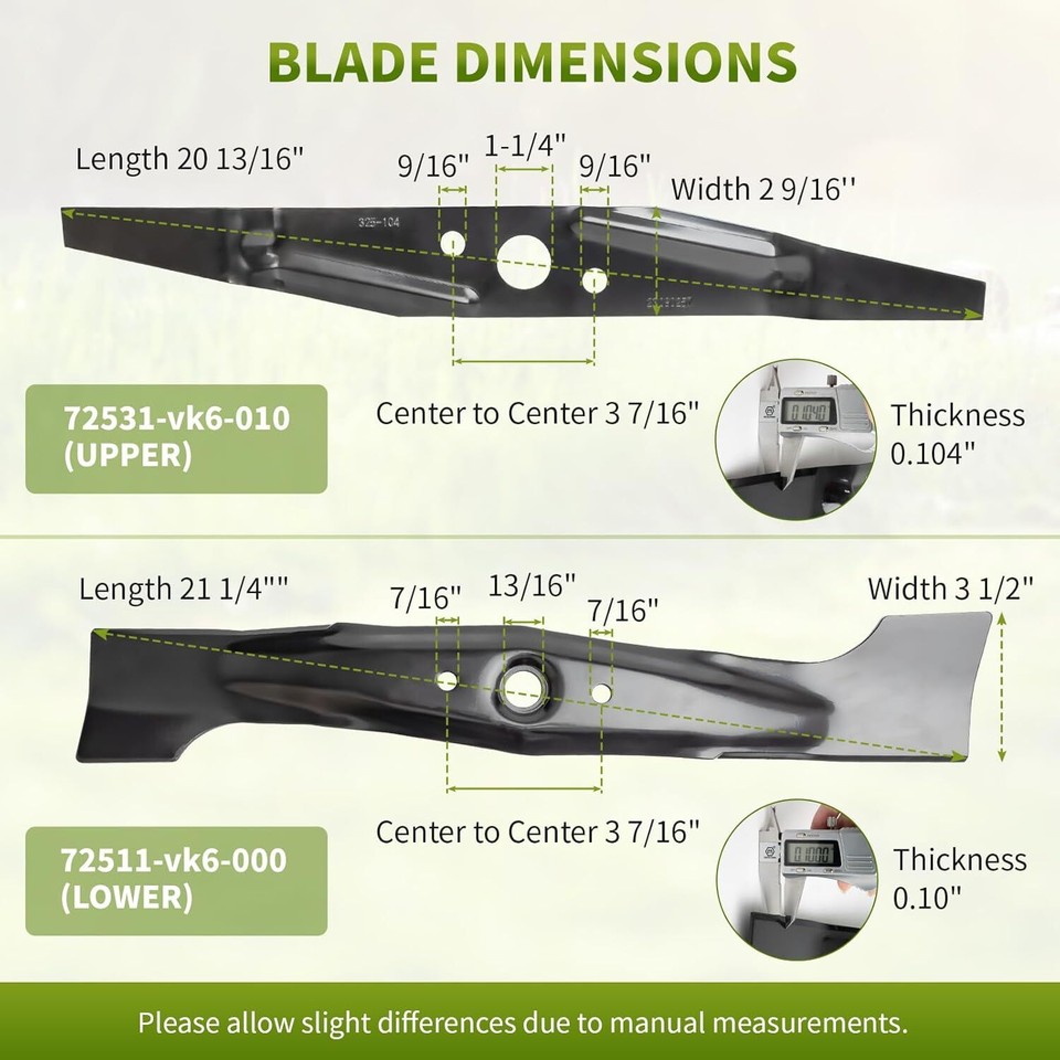 HONDA HRC216K2 AND HRCK3 UPPER AND LOWER LAWNMOWER BLADES 72511-VK6-000 ...