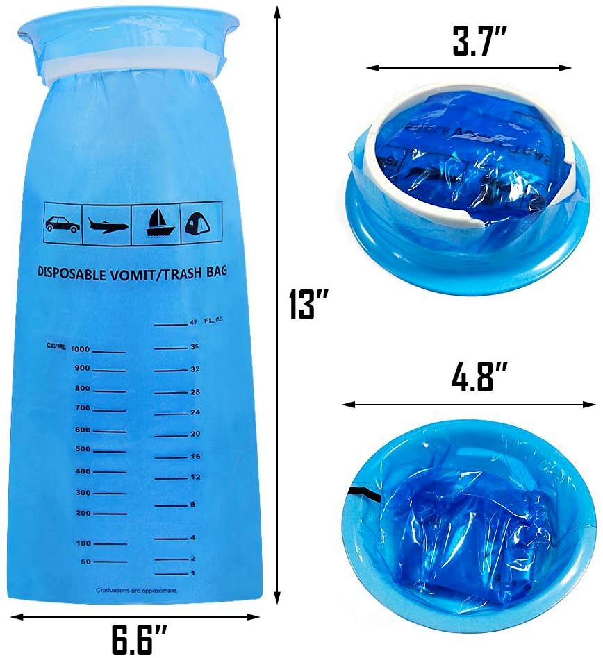 50-Pack Disposable Emesis Vomit Puke Throw-Up Barf Bags Air Sea Car ...