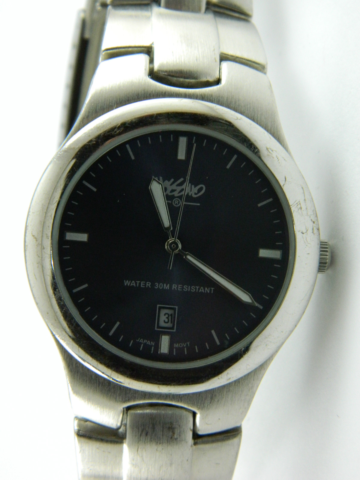 MEN'S MOSSIMO WATCH GREY DIAL/ DATE/SILVER TONE CASE AND BRACELET | eBay
