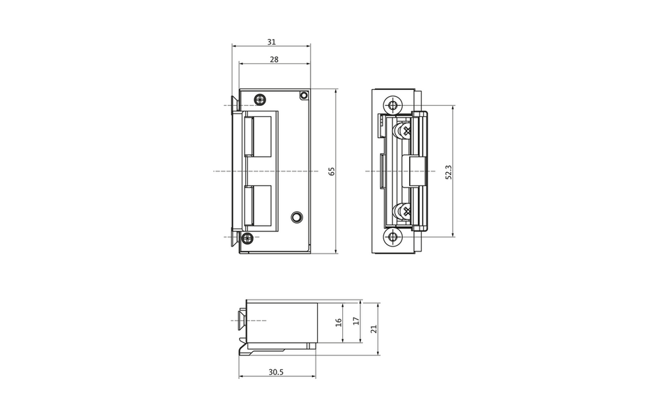 GU BKS Elektro-Türöffner Nr. ET8, 9 -24 V mit Fallengleitdeckel, 6 ...