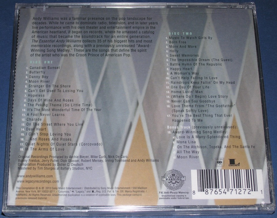 The Essential Andy Williams by Andy Williams (CD, 2013) 887654712721| eBay
