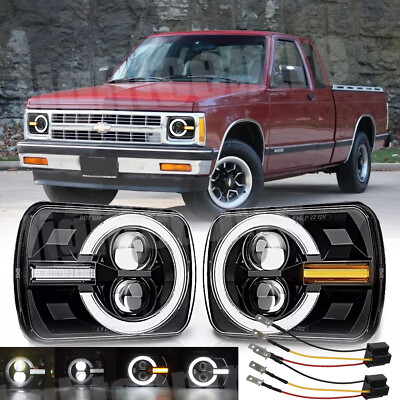 Fit Chevy S10 Pickup 1982-1997 5x7 7x6" LED Headlight Halo DRL Hi/Low ...