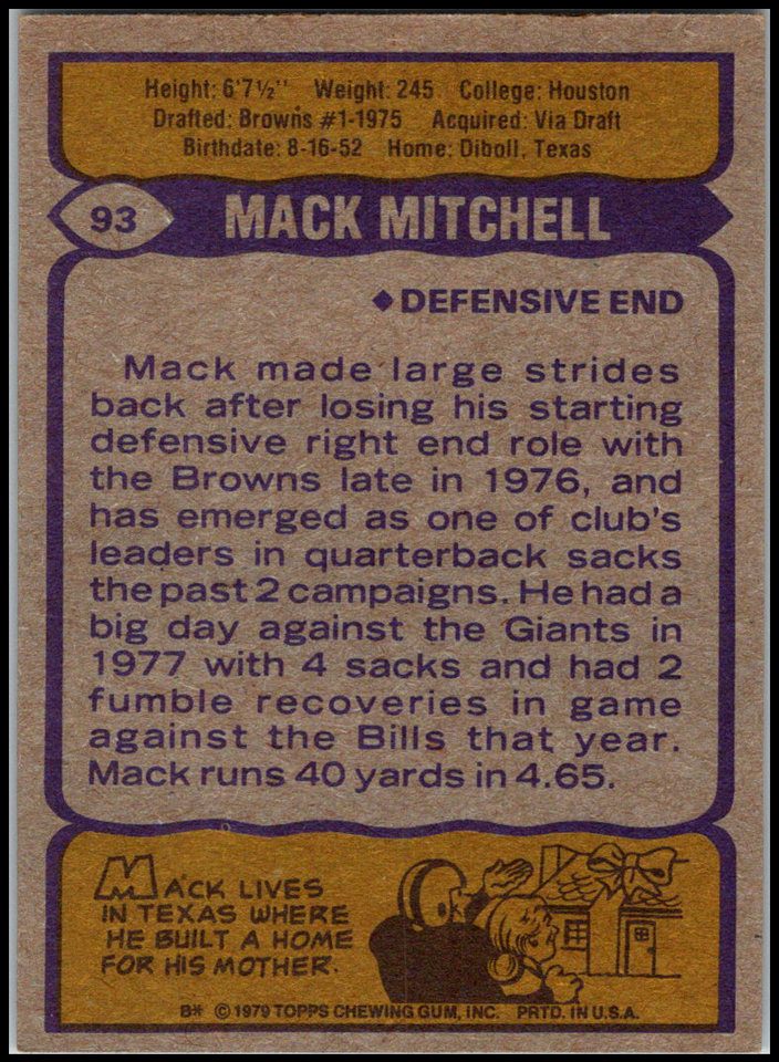 1979 Topps #93 Mack Mitchell - FREE SHIPPING! | eBay