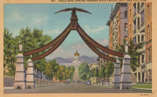 Eagle Gate State Capitol Salt Lake City UT Vintage Linen Post Card | eBay