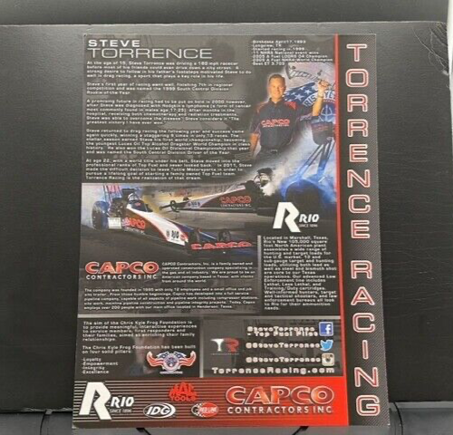 VRHTF NHRA VINTAGE SIGNED BY STEVE TORRENCE CAPCO CONTRACTORS TOP FUEL ...