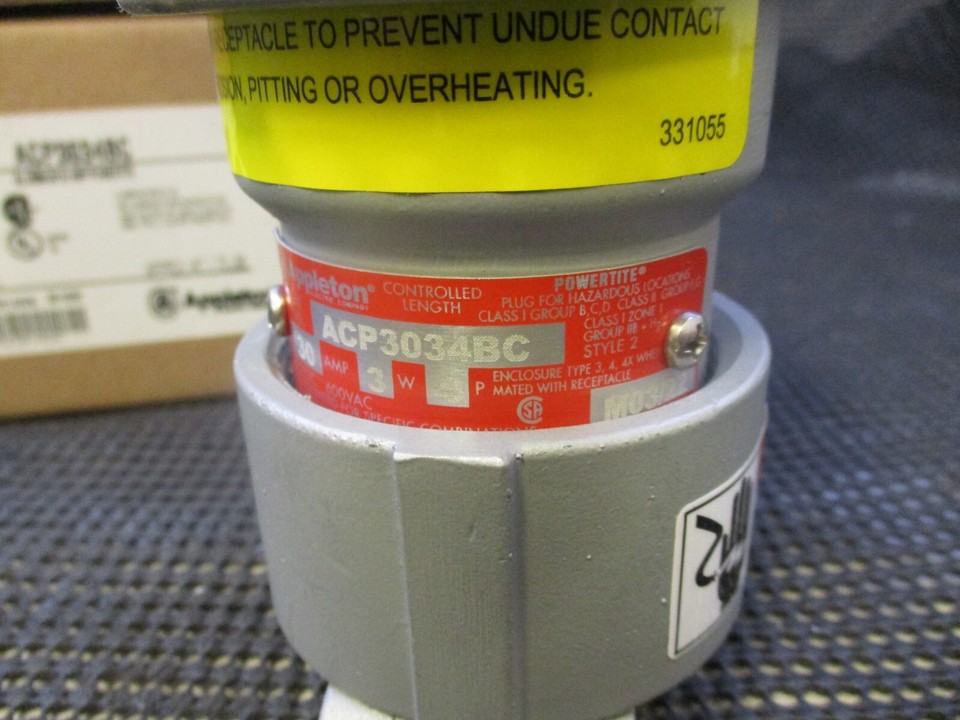 NEW APPLETON ACP3034BC 30 AMP 3W 4P PLUG MATES W/ ADR3034 *SAME DAY ...