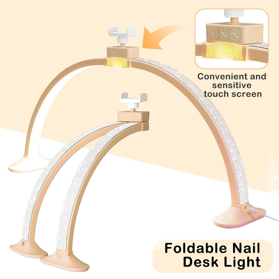 Nail Light for Desk,Half Moon Light LED for Tech Nail Desk Lamp with ...