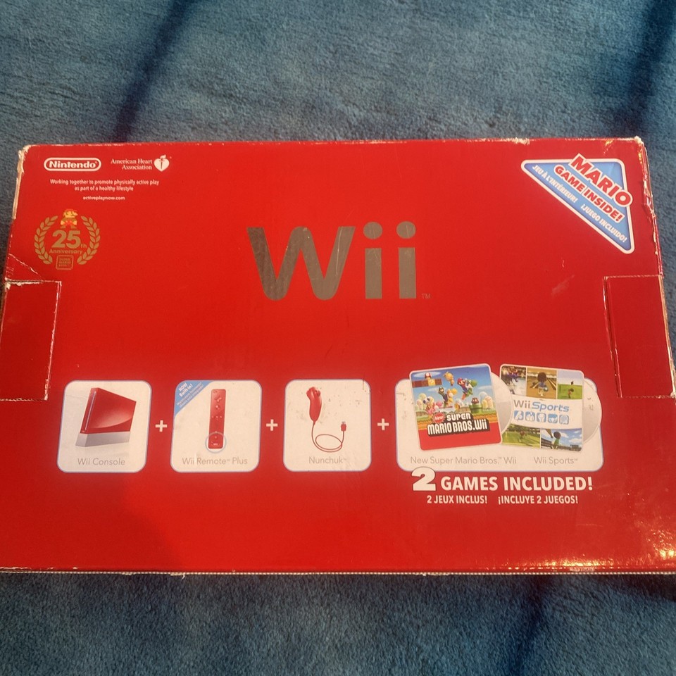 Nintendo Wii Console Red (Mario 25th anniversary) CIB - Tested w extras ...