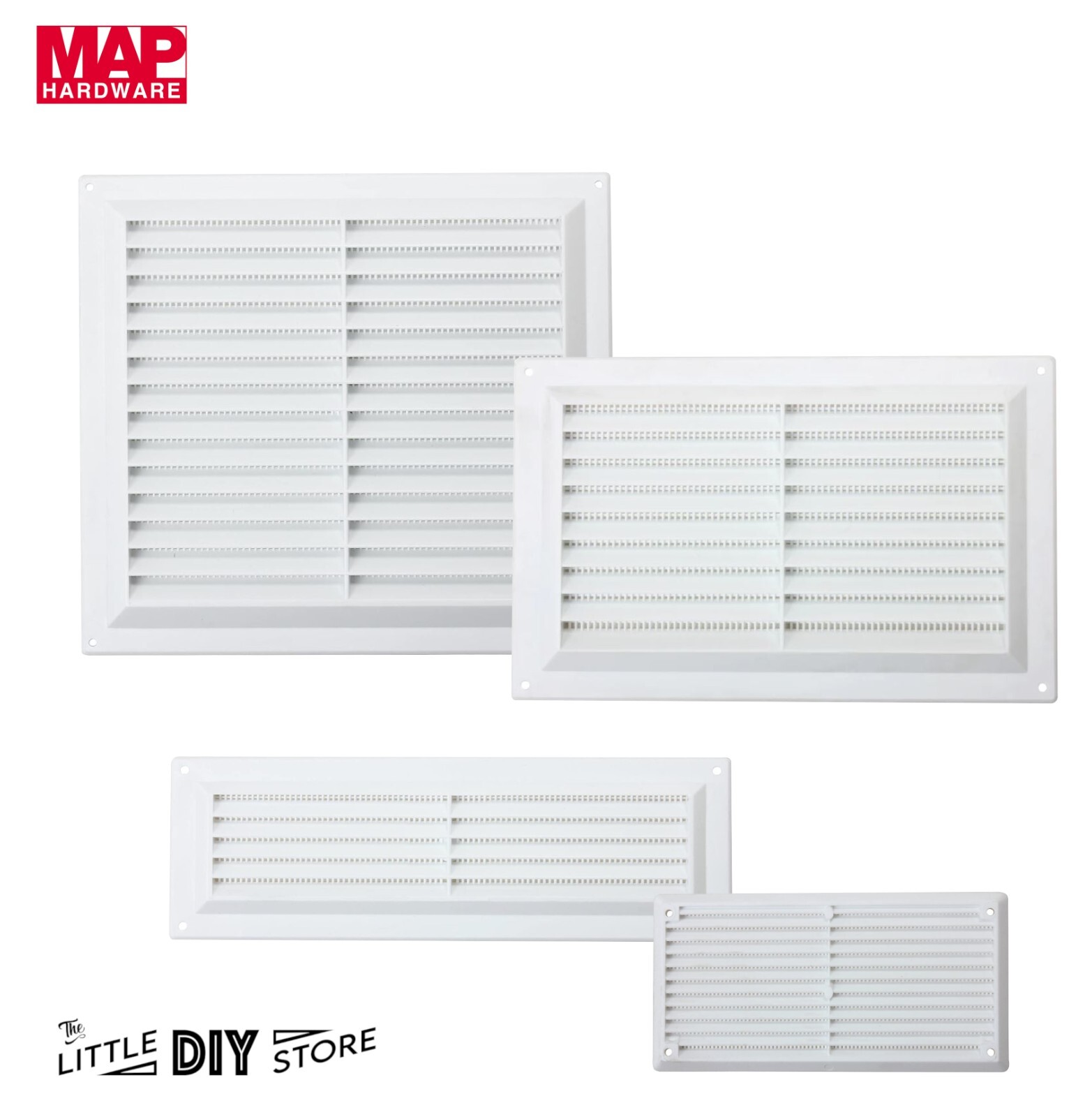 Wall Air Vent Cover Louvre White Plastic Fly Mesh Ventilation Grille ...