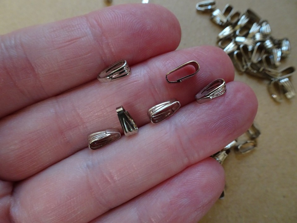Rhodium Silver Locket Bail Loop for Chain Pendant Findings (pkg 144 ...
