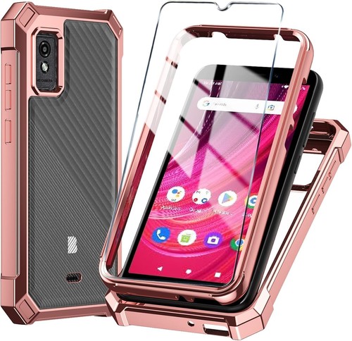 for BLU Studio Mini 2023 Phone Case + Tempered Glass Screen Rose Gold ...