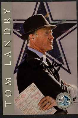 Tom Landry Autograph Football Card (1998 HOF Series) Dallas Cowboys ...