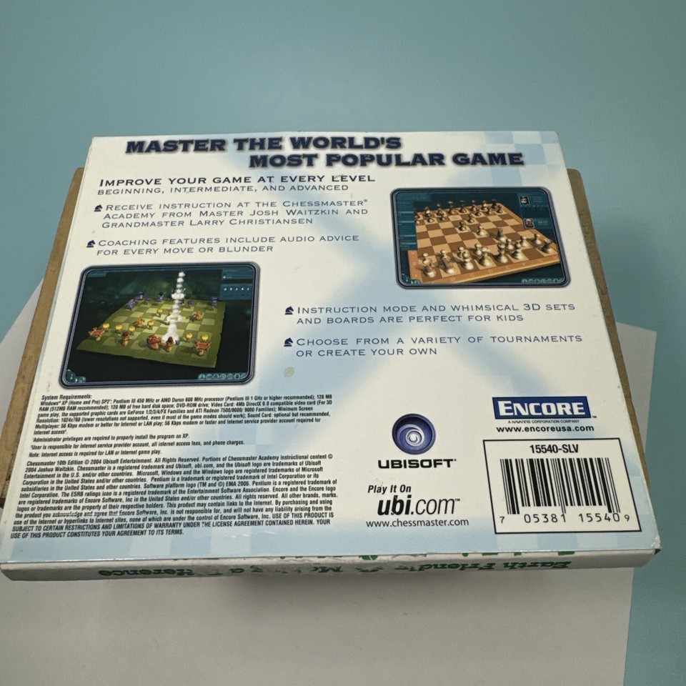 CHESSMASTER 10th Edition Teacher Mentor Opponent PC CD-ROM Computer ...