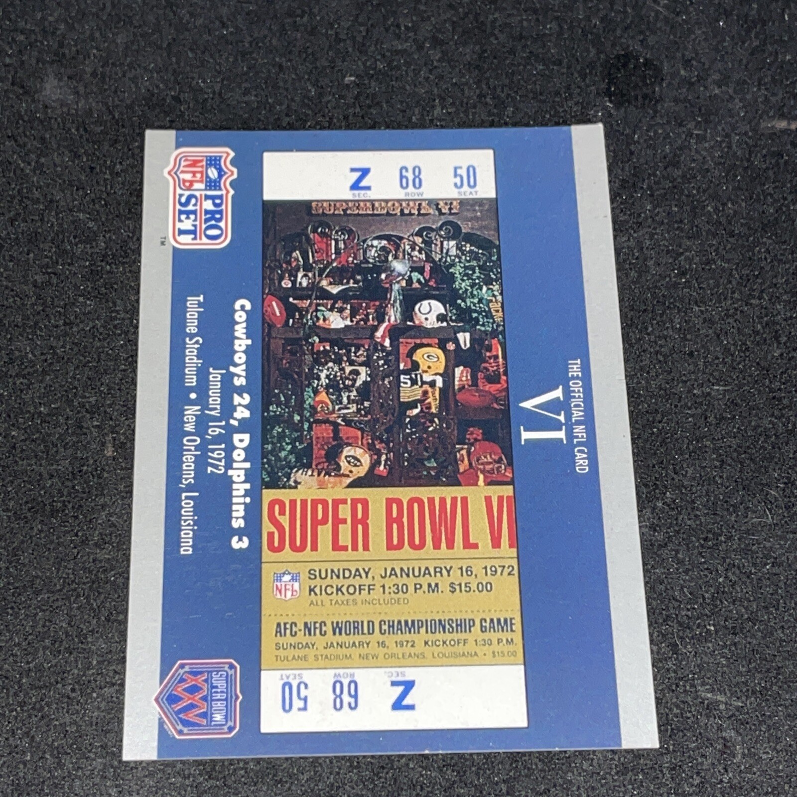 1990 NFL Pro Set Super Bowl Ticket Facts Card #6 Super Bowl VI | eBay