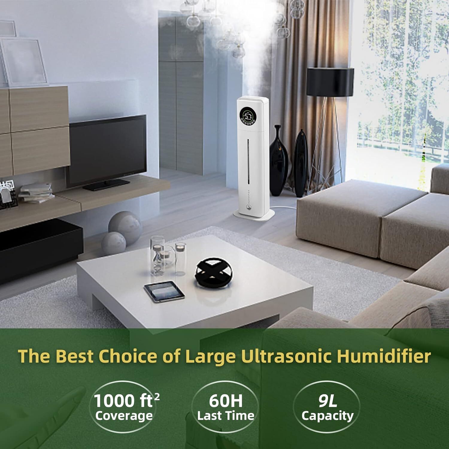 Floor Standing 9L Humidifier for Large Room, Humidifier with Remote ...