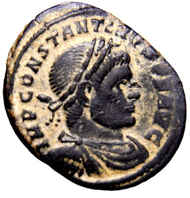 INTERESTING FLAN ERROR Constantine I Æ Nummus. Arelate SOL Authentic ...