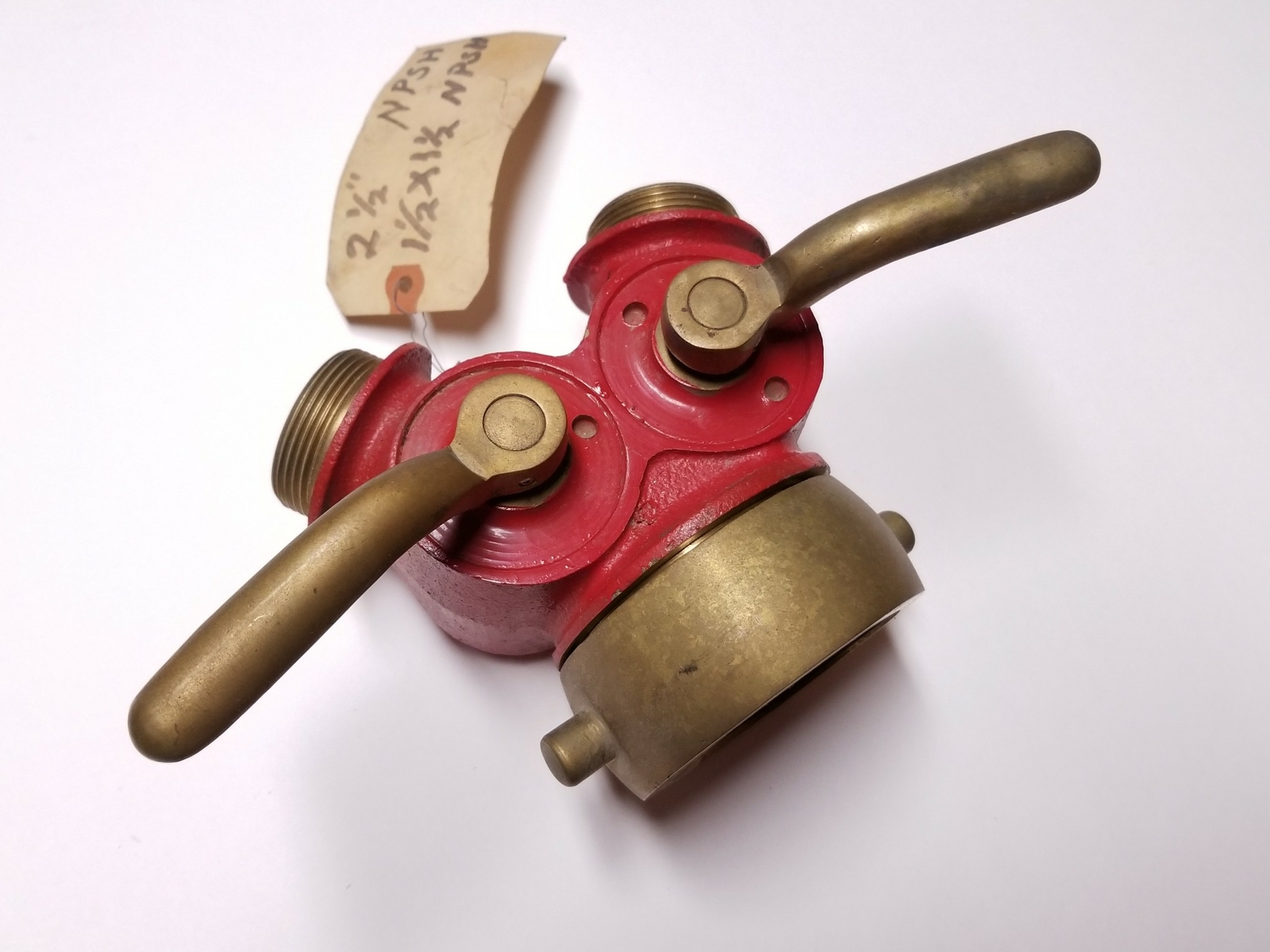 Vintage Brass WYE Fire Hose / Hydrant Splitter 2-1/2" NPSH 1-1/2"x1-1/2 ...